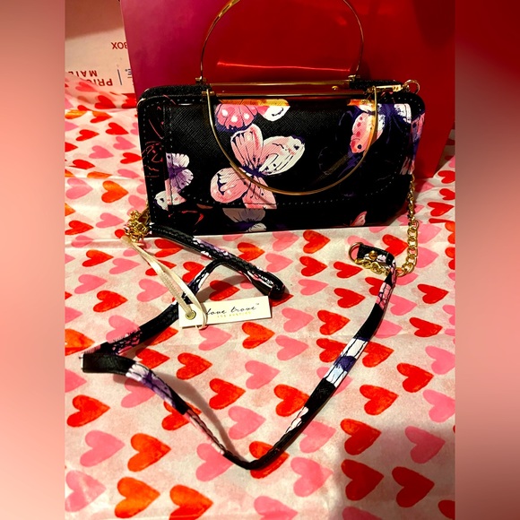 love trace | Bags | Wallet Crossbody Black Floral | Poshmark